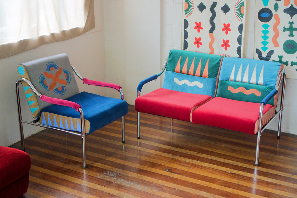Chrome & Jewel Tones Art Sofa – Studio Siriusdan